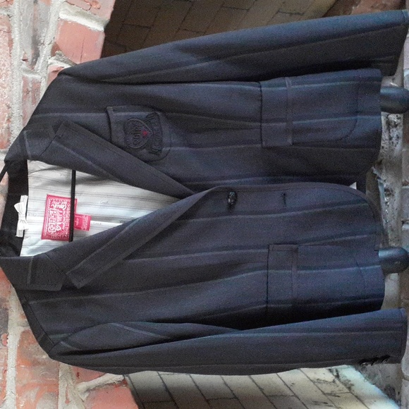 Coach | Jackets & Coats | Coach Poppy Grey Striped Jacket | Poshmark